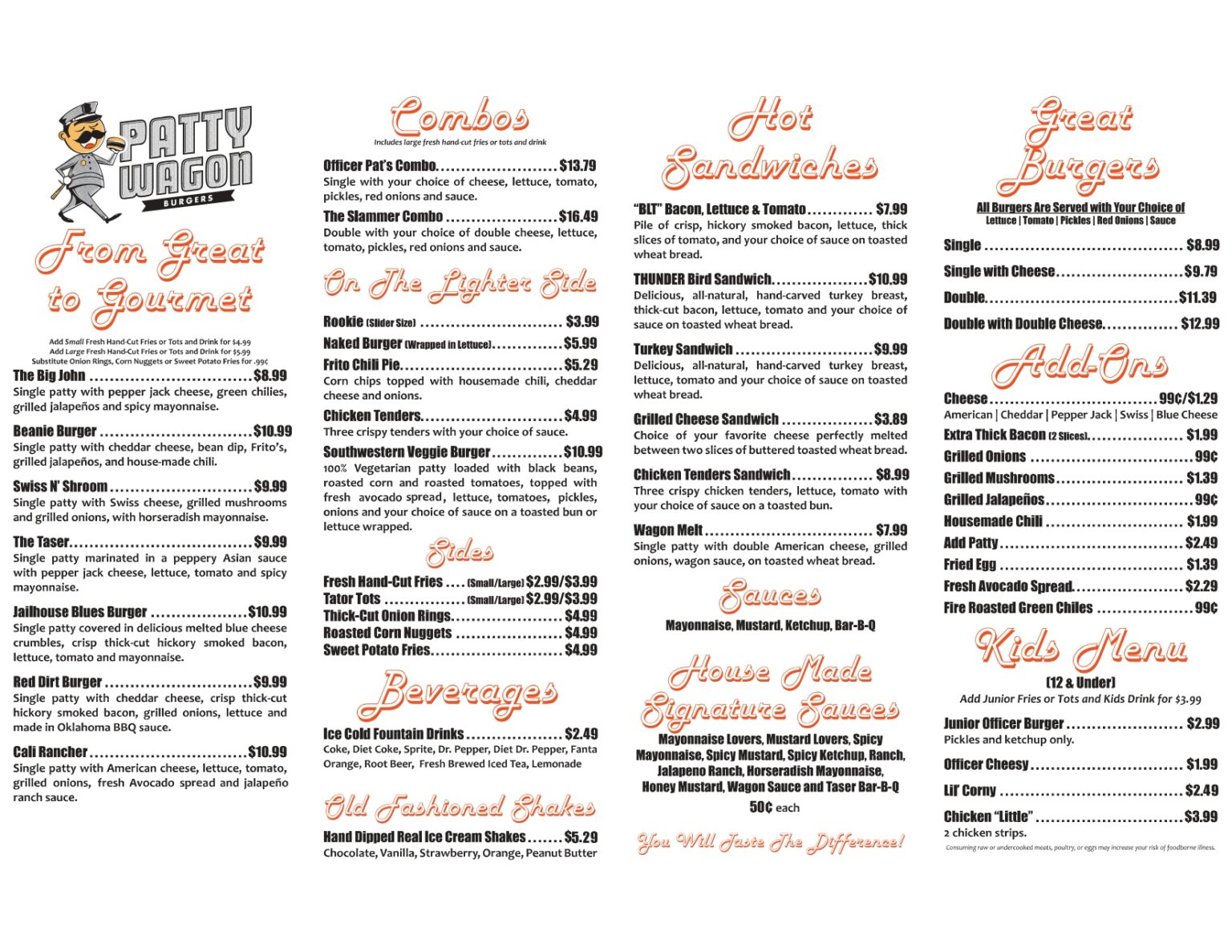 Patty Wagon Menu | Oklahoma City - Patty Wagon